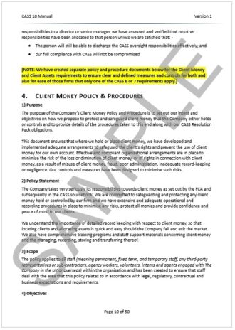 CASS Policy Templates & Resolution Pack