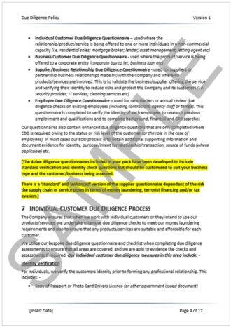Due Diligence Policy Toolkit | Know Your Compliance Limited