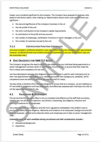 SMCR Policy Template Toolkit | SMCR Policy Templates