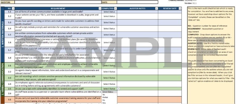 Gap Analysis Tool for Assessing Vulnerable Customers
