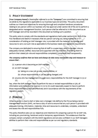 SMF Handover Policy Guidance & Sample