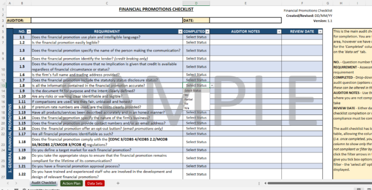 FCA Financial Promotion Policy Template