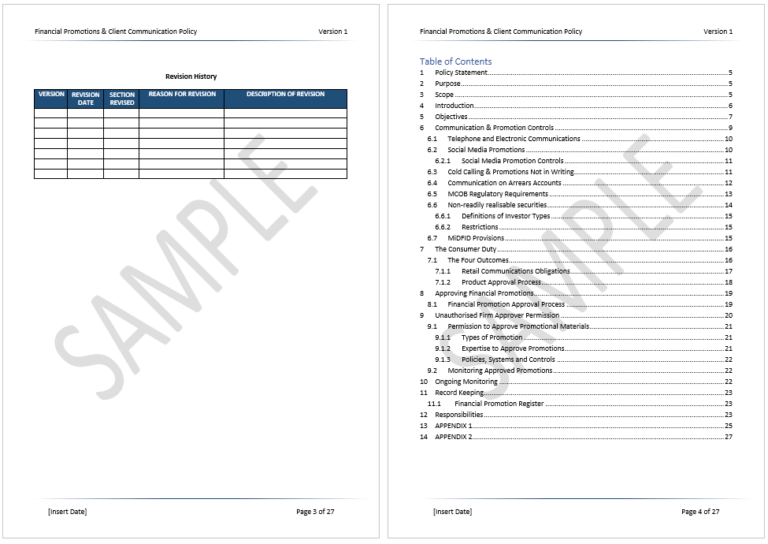 Financial Promotion Policy Template Pack