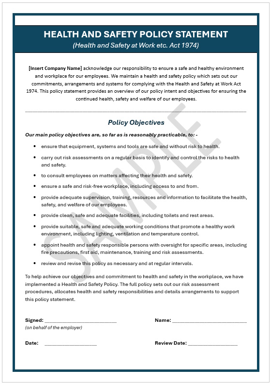 Health and Safety Policy Template | HR Policy Templates
