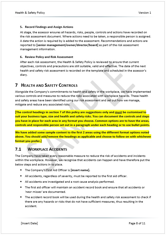 Health and Safety Policy Template | HR Policy Templates